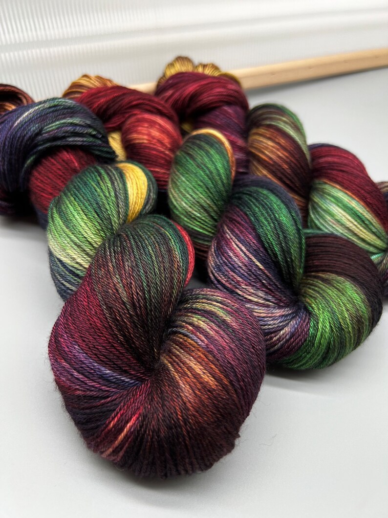 Cozy Autumn Hand Dyed Silk Yarn: Rich Jewel Tones - Etsy