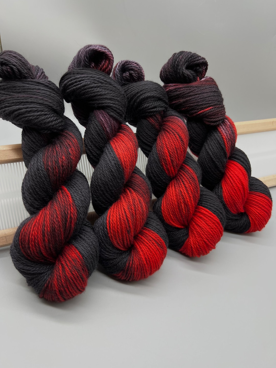 Gothic Beauty Hand Dyed Yarn Red /black Yarn Aran Weight - Etsy