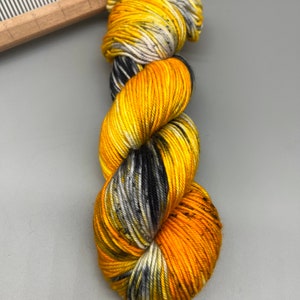 Campfire Hand Dyed Yarn Dk Yellow And Gray Yarn Knit Gift