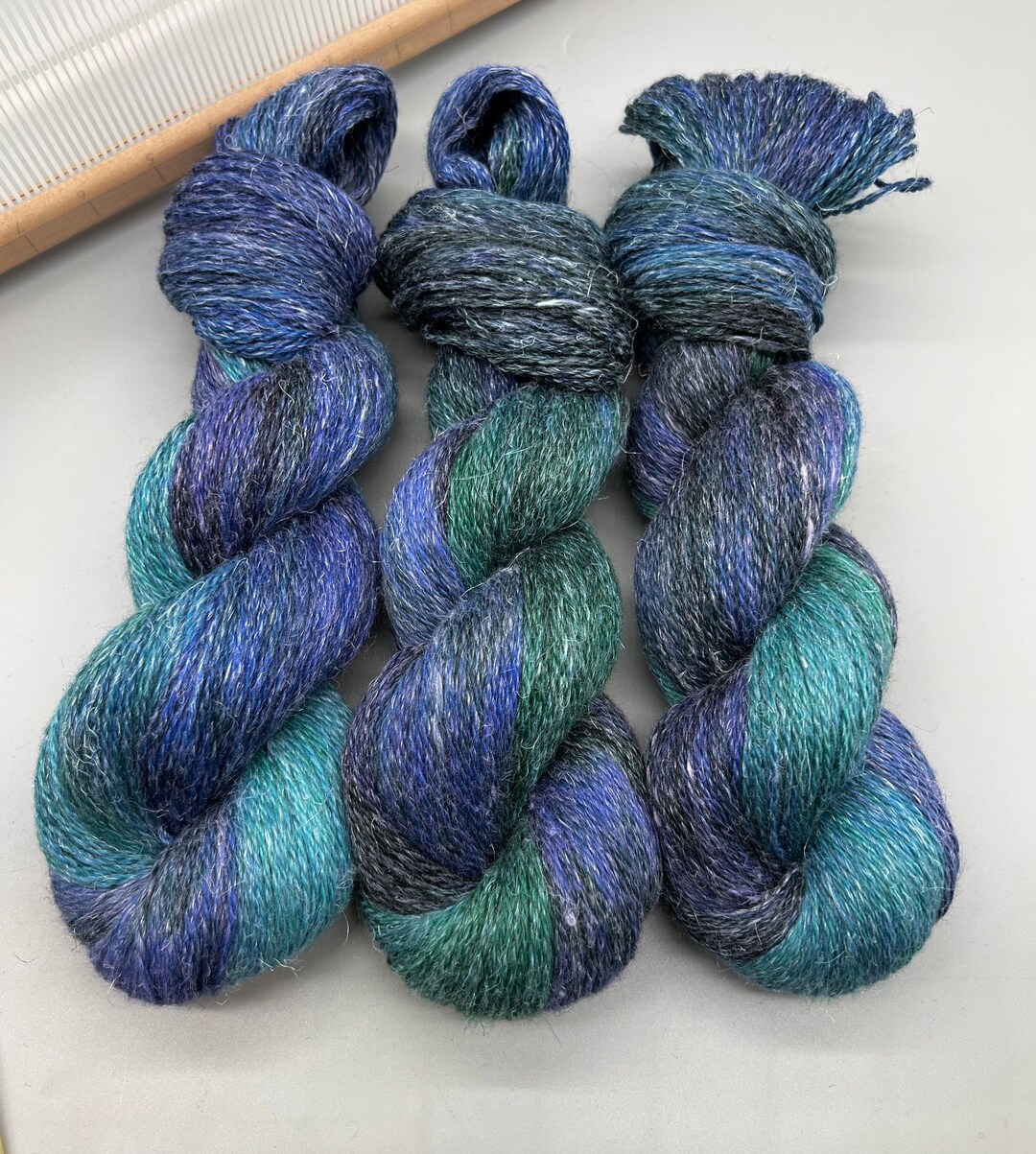 Seaglass Hand Dyed Yarn Hemp Yarn Green / Blue Yarn Organic Yarn Sport ...
