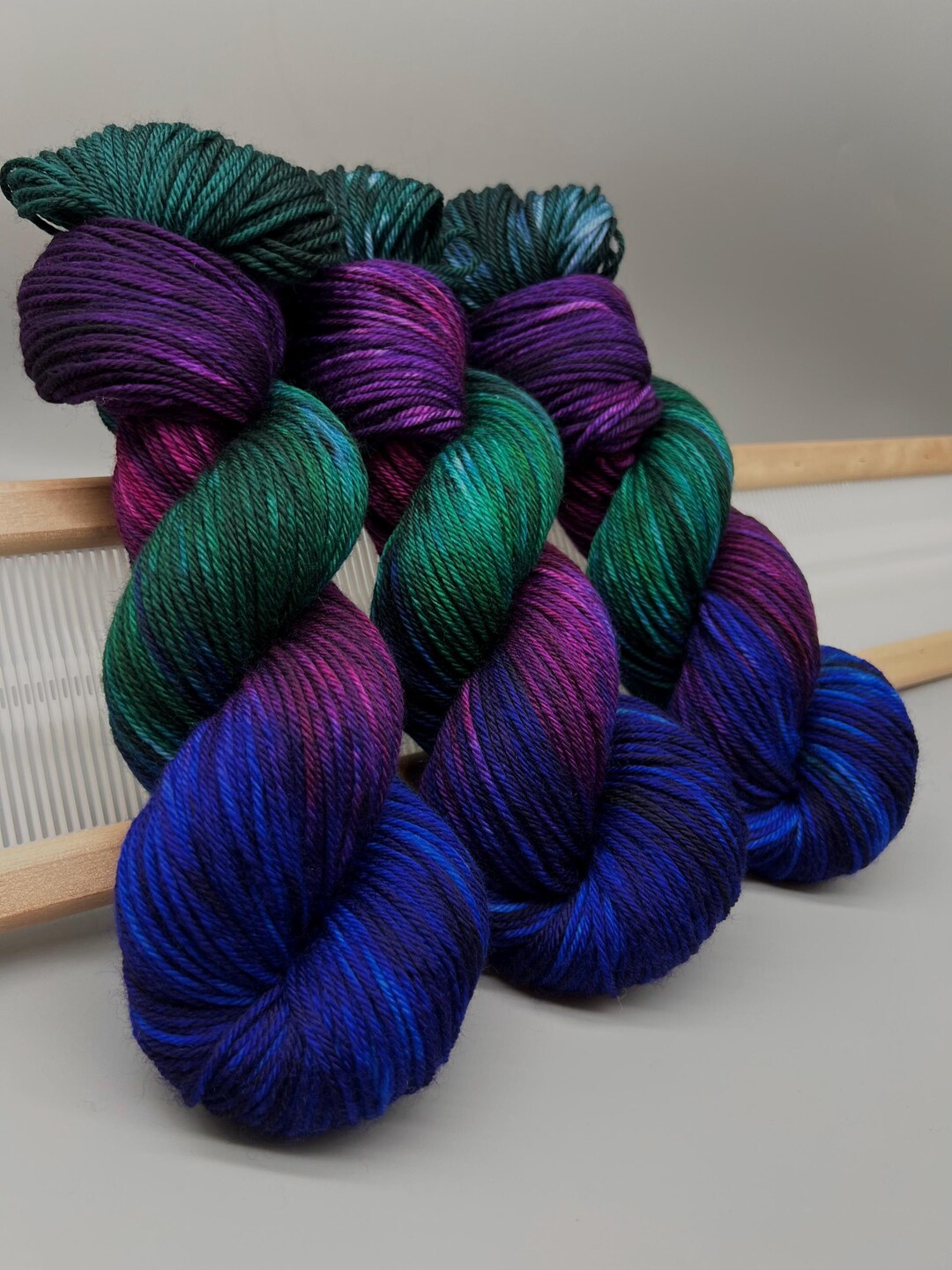 Nebula ~ Rich Green / Purple / Blue - Hand Dyed Yarn - Worsted - Yarn ...