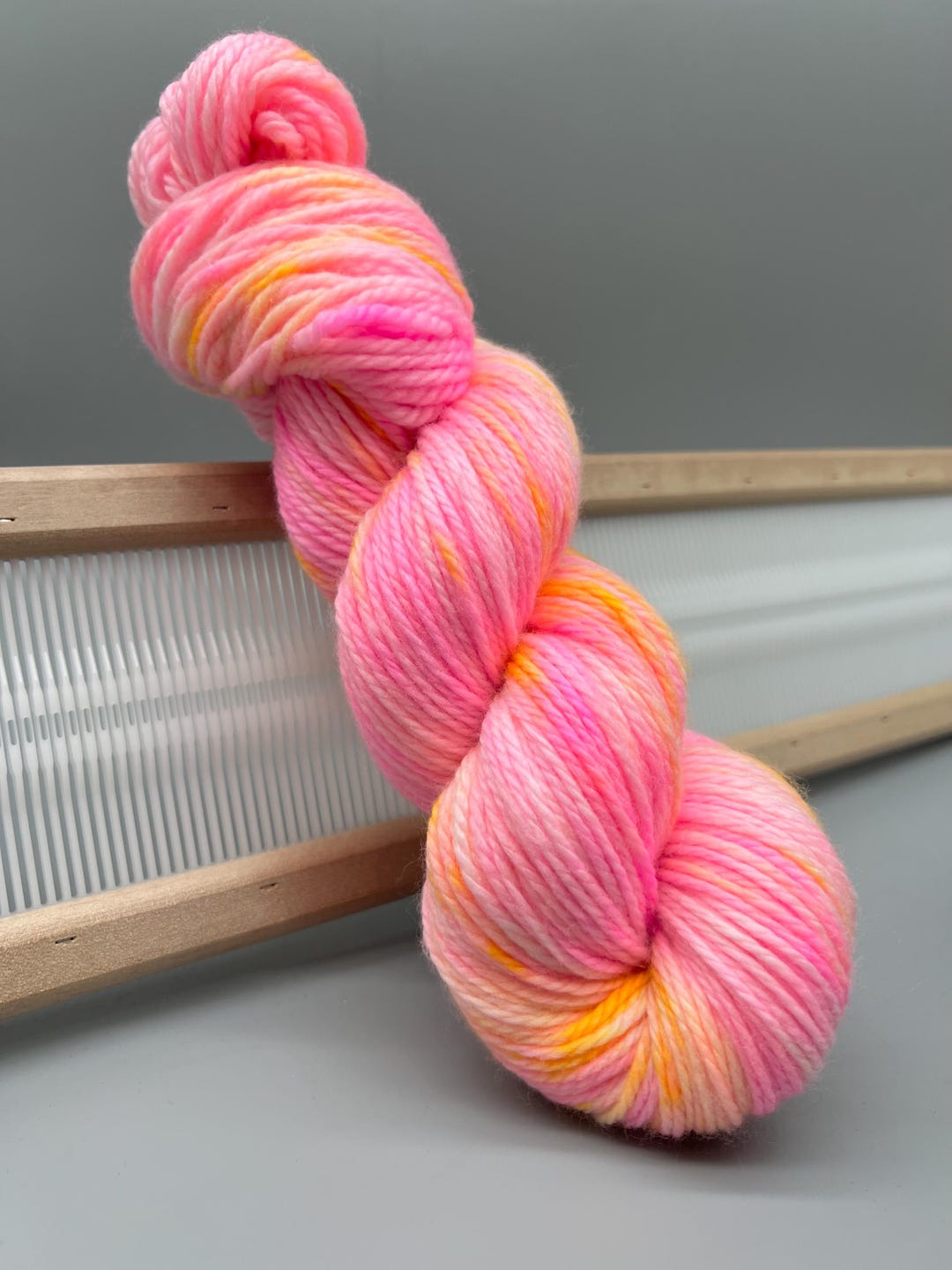 Butterfly Bright Pink and Yellow Yarn Hand Dyed Yarn Aran Knit Gift ...