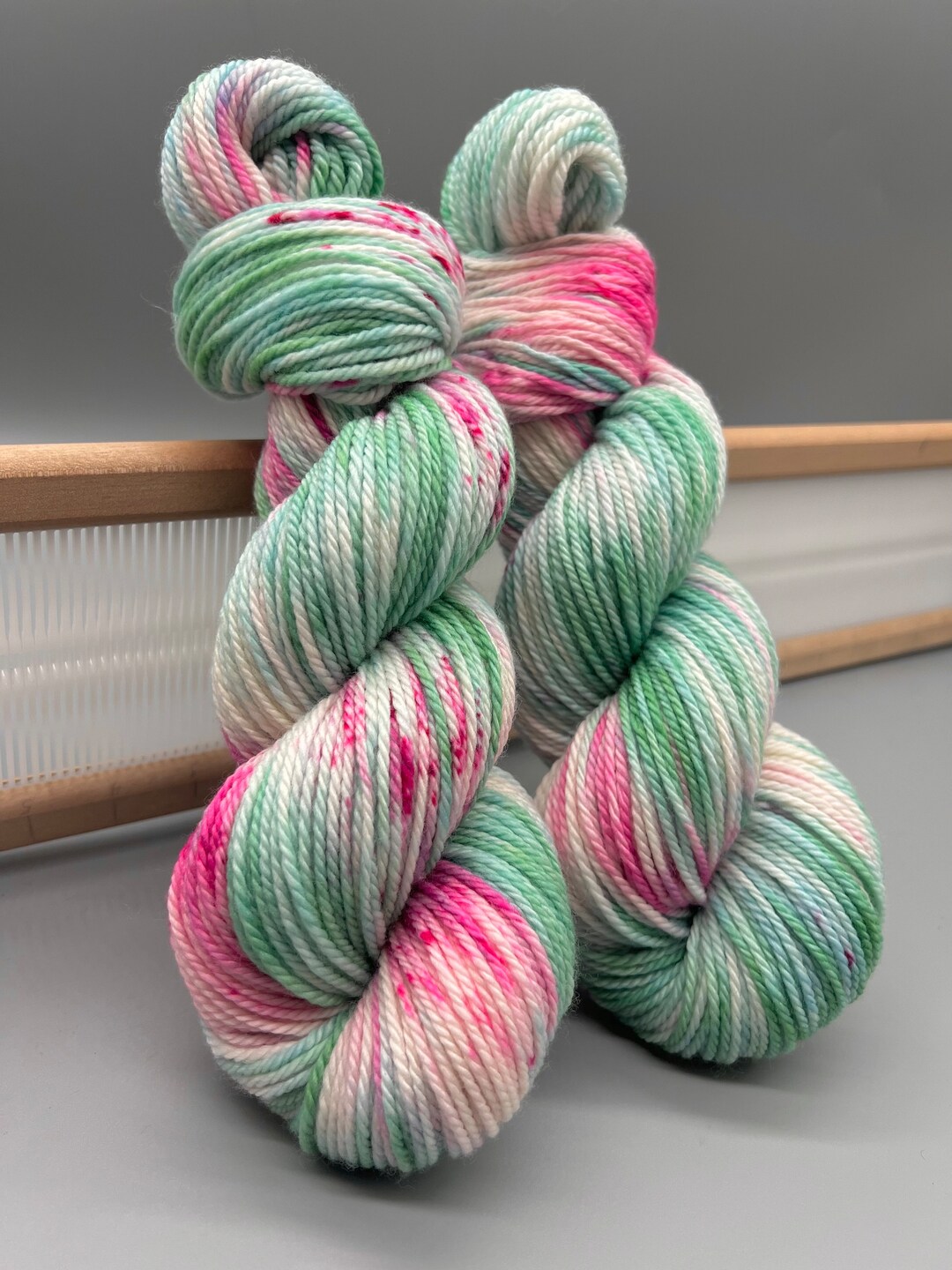 Retro Roses Teal Yarn Ready to Ship Aran Weight Superwash Merino Wool ...