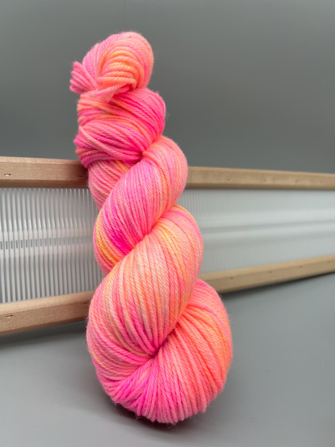 Butterfly Bright Pink and Yellow Yarn Hand Dyed Yarn Worsted Knit Gift ...