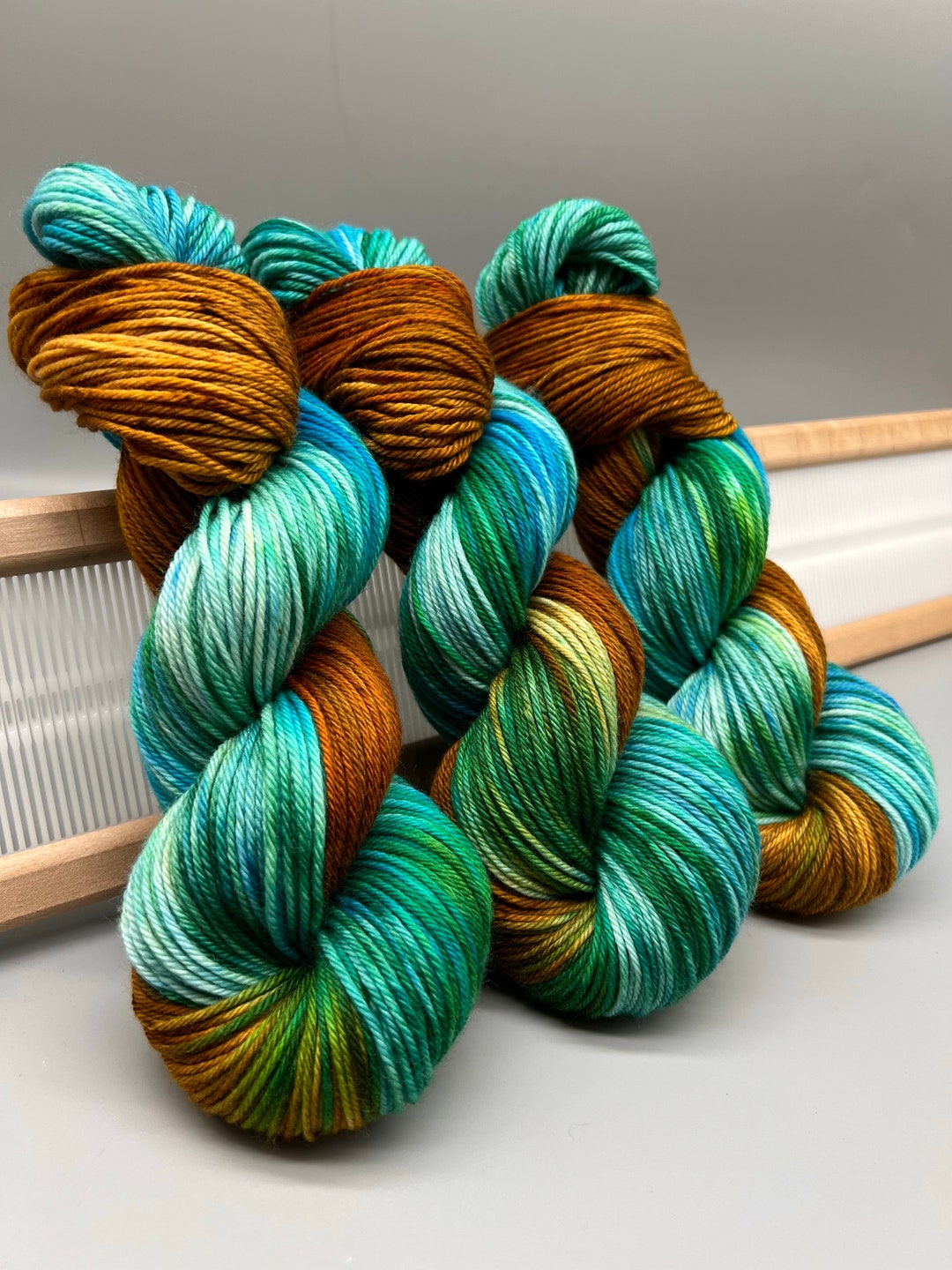 Beach Bum Hand Dyed Yarn Blue and Brown Yarn Ready to Ship Worsted Knit ...