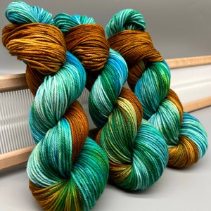 Beach Bum Hand Dyed Yarn Blue and Brown Yarn Ready to Ship Worsted Knit ...