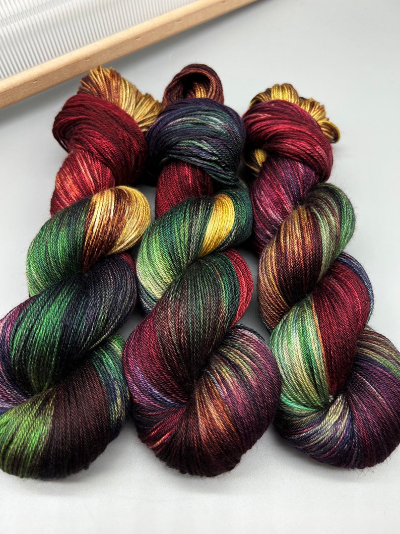 Cozy Autumn Hand Dyed Silk Yarn: Rich Jewel Tones - Etsy