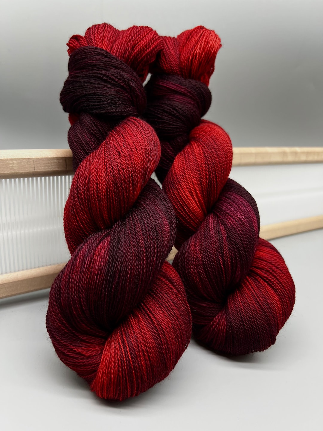 Poinsettia Red Yarn Ready to Ship Lace Yarn 2 Ply Hand Dyed Yarn Knit ...