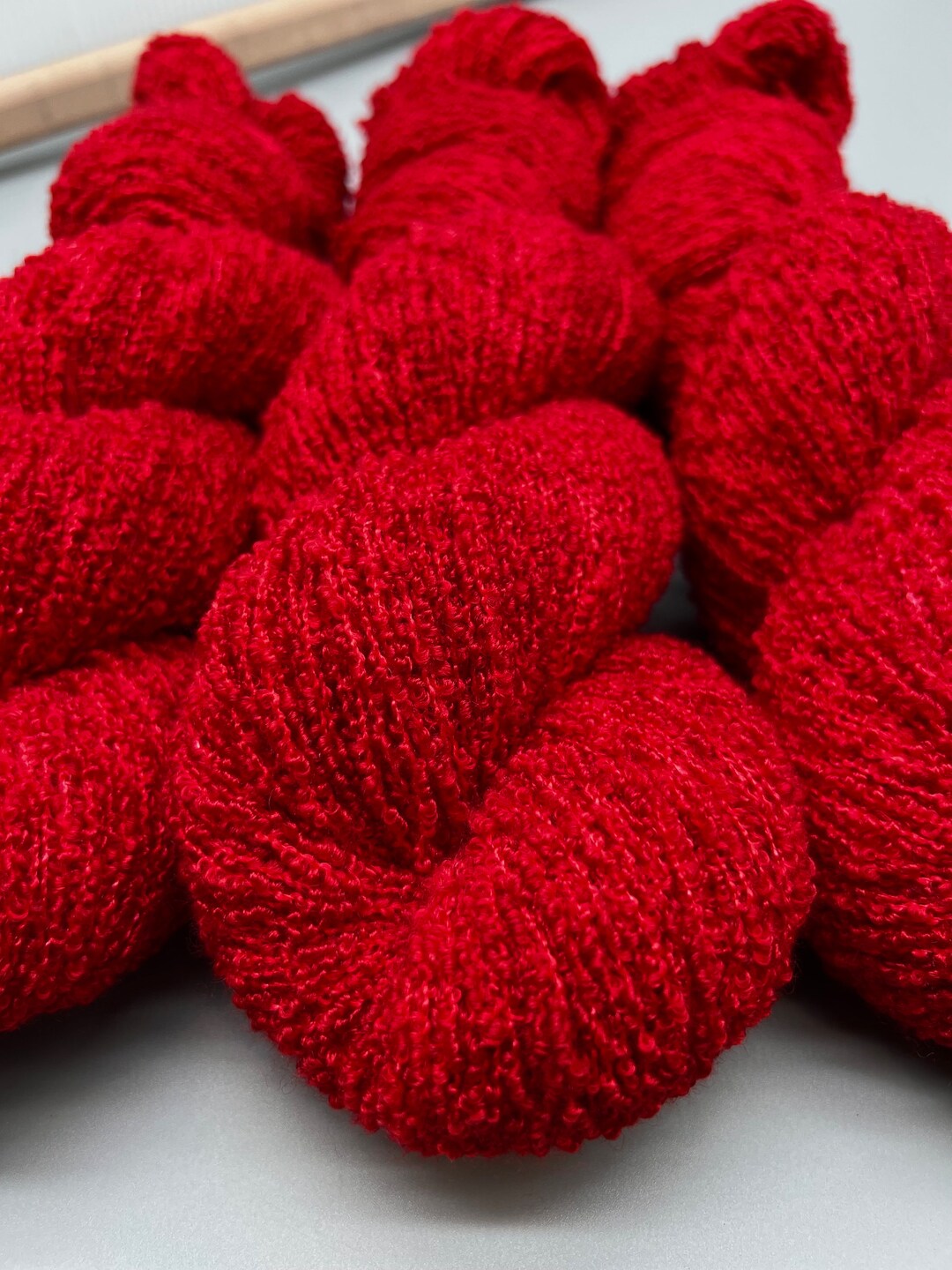 Red Boucle Silk Yarn Ready to Ship Sock Weight Single Ply Hand Dyed ...