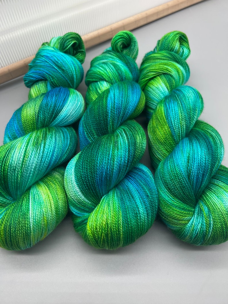 Kelp Forest Hand Dyed Yarn: Superwash Merino Wool, Green & Blue - Etsy