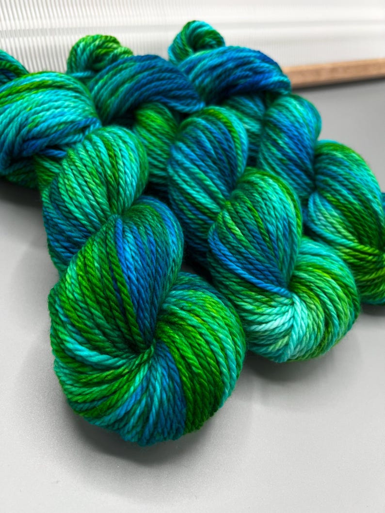 Kelp Forest Hand Dyed Yarn: Superwash Merino Wool, Green & Blue - Etsy