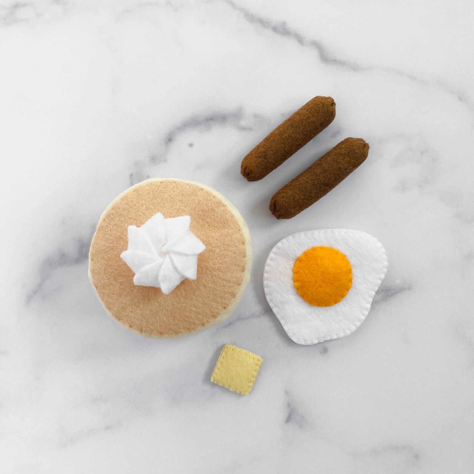 Felt Pancake Breakfast Set | Pancakes, Egg, and Sausage Kit | Felt Food ...
