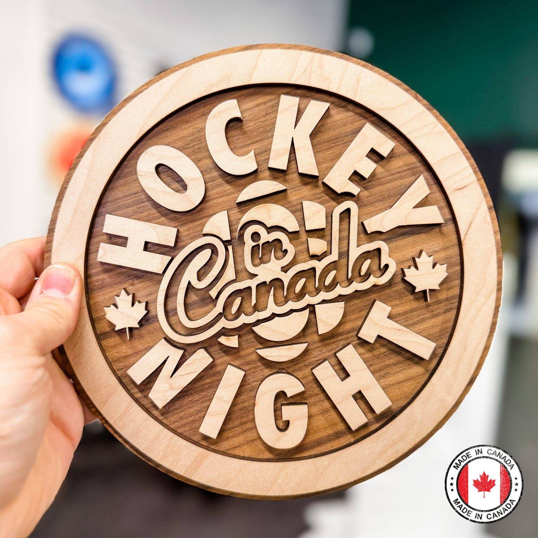 Handcrafted Walnut & Maple HNIC Logo Sign - Premium Hockey Night in ...