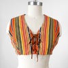 70s Striped Lace up Crop Top | Campus Casuals Boho Striped Corset ...