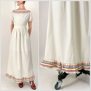 1970s JC Penney Rainbow Ric Rac Belted Maxi Dress Penneys Loungewear ...