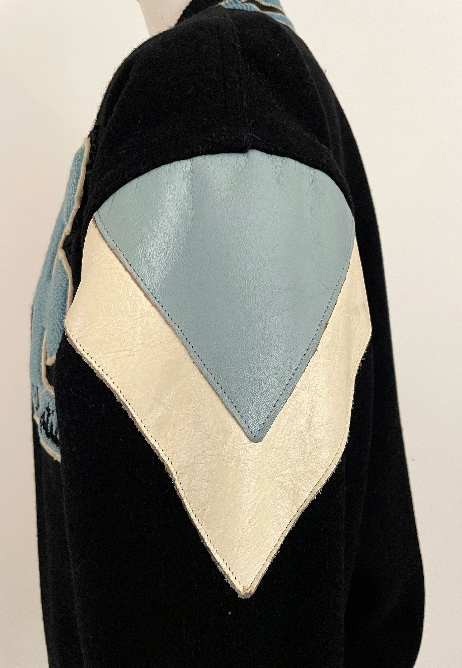 Vintage Wool and Leather Chainstitch Varsity Jacket Black - Etsy