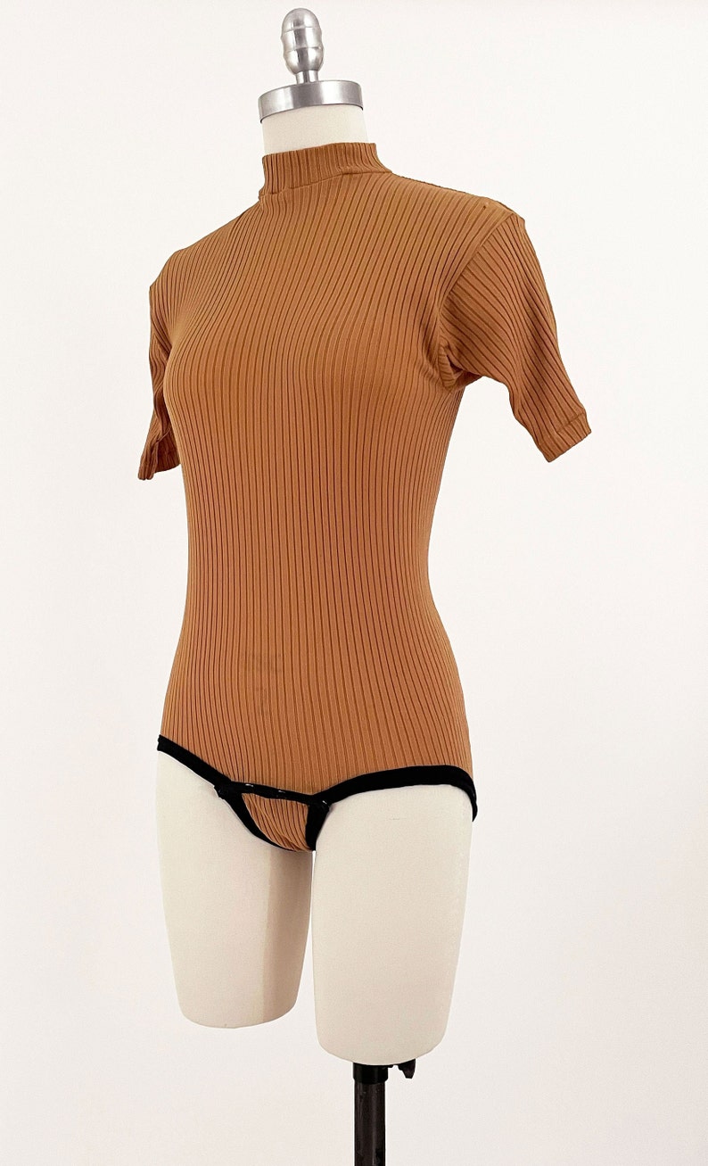 90s High Neck Ribbed Bodysuit Jockey Retro Mustard Brown - Etsy