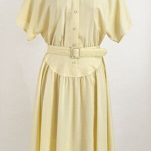 80s Yellow Belted Midi Dress Pale Yellow Shirtwaist Midi - Etsy
