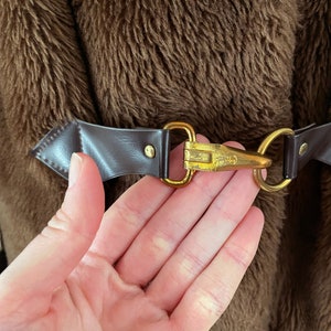 60s 70s Sears Faux Fur Hooded Coat Brown Plush Faux Fur Hook Closure ...