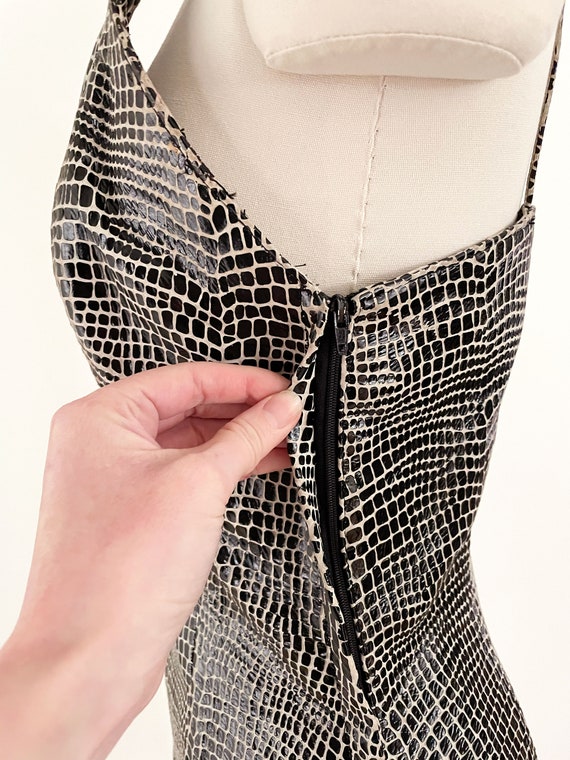 80s Snakeskin Crocodile Leather Dress | Black and Whi… - Gem