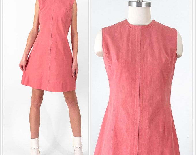 60s John Meyer Mod Pink Shift Dress | Salmon Pink Mod Sleeveless ...