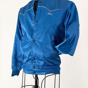 80s Blue Satin Trucking Bomber Jacket Richard Hoffman Trucking Wichita ...