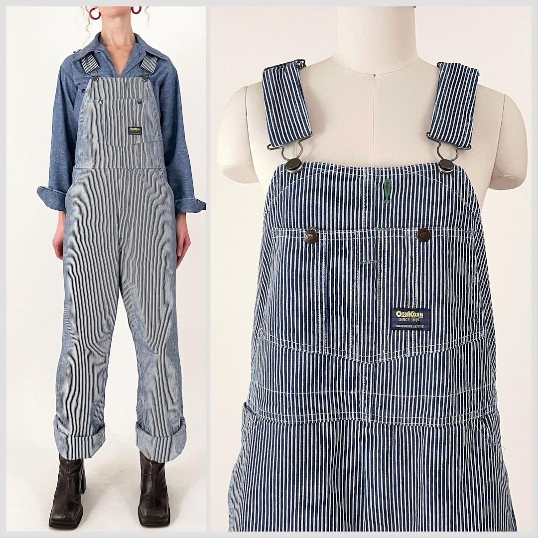 Vintage Oshkosh Hickory Stripe Overalls 80s Oshkosh B'gosh Blue ...