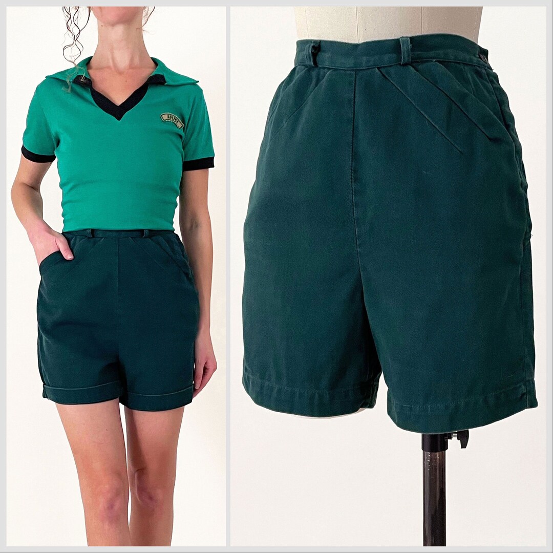1950s Girl Scouts Troop Leader Shorts | Forest Green Side Zip High ...