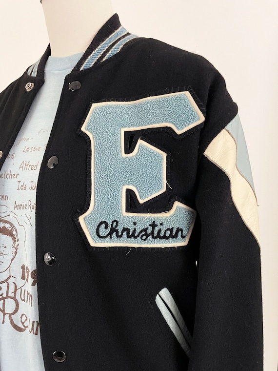 Vintage Wool and Leather Chainstitch Varsity Jacket |… - Gem