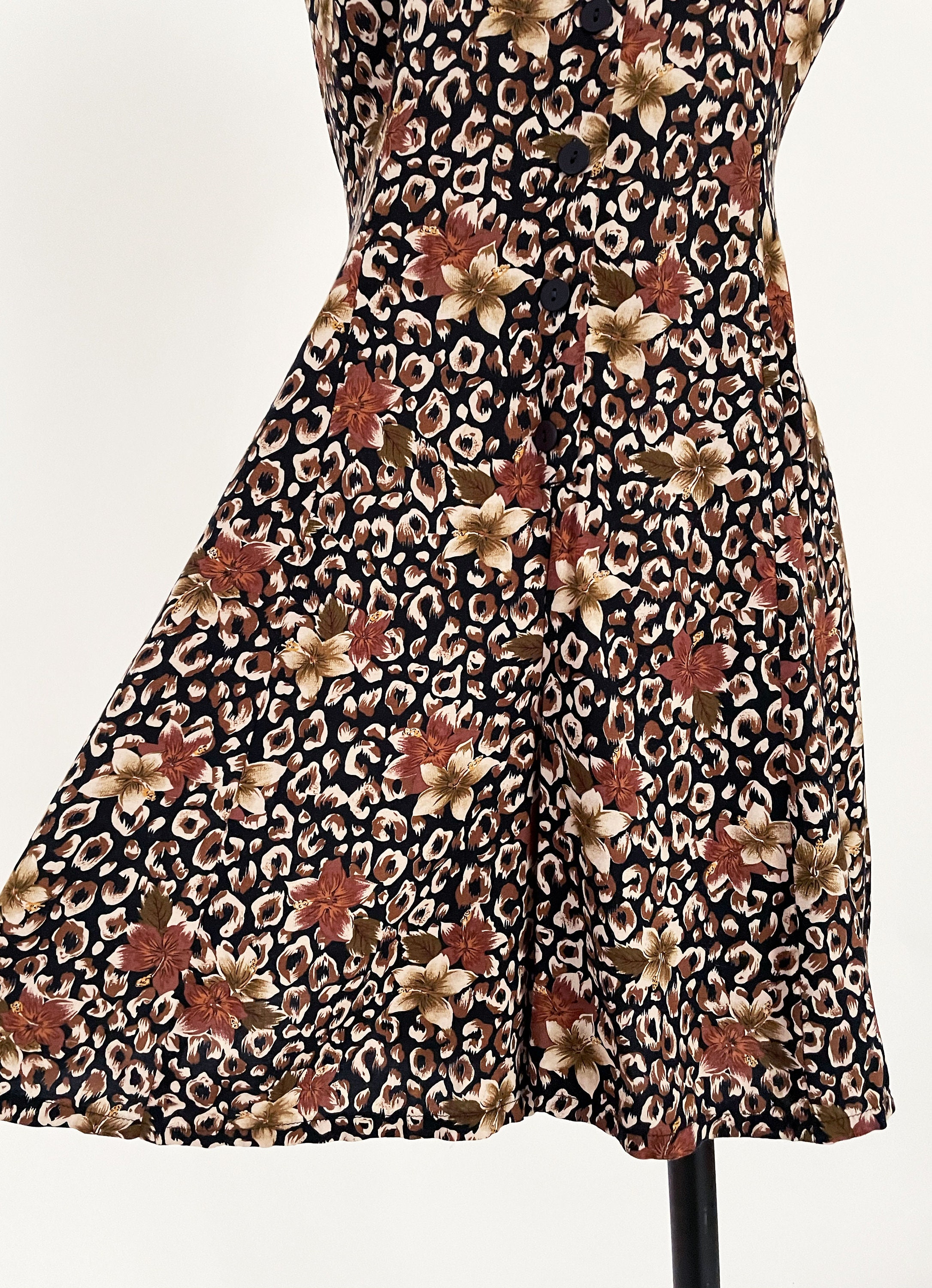 90s Floral Leopard Print Halter Top Romper Tropical Floral | Etsy