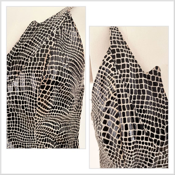 80s Snakeskin Crocodile Leather Dress | Black and Whi… - Gem