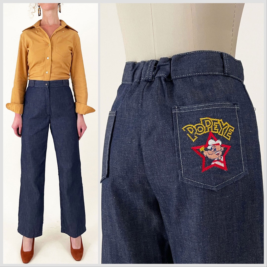 70s Sears Popeye Pop Art Pants High Waisted Indigo Popeye - Etsy