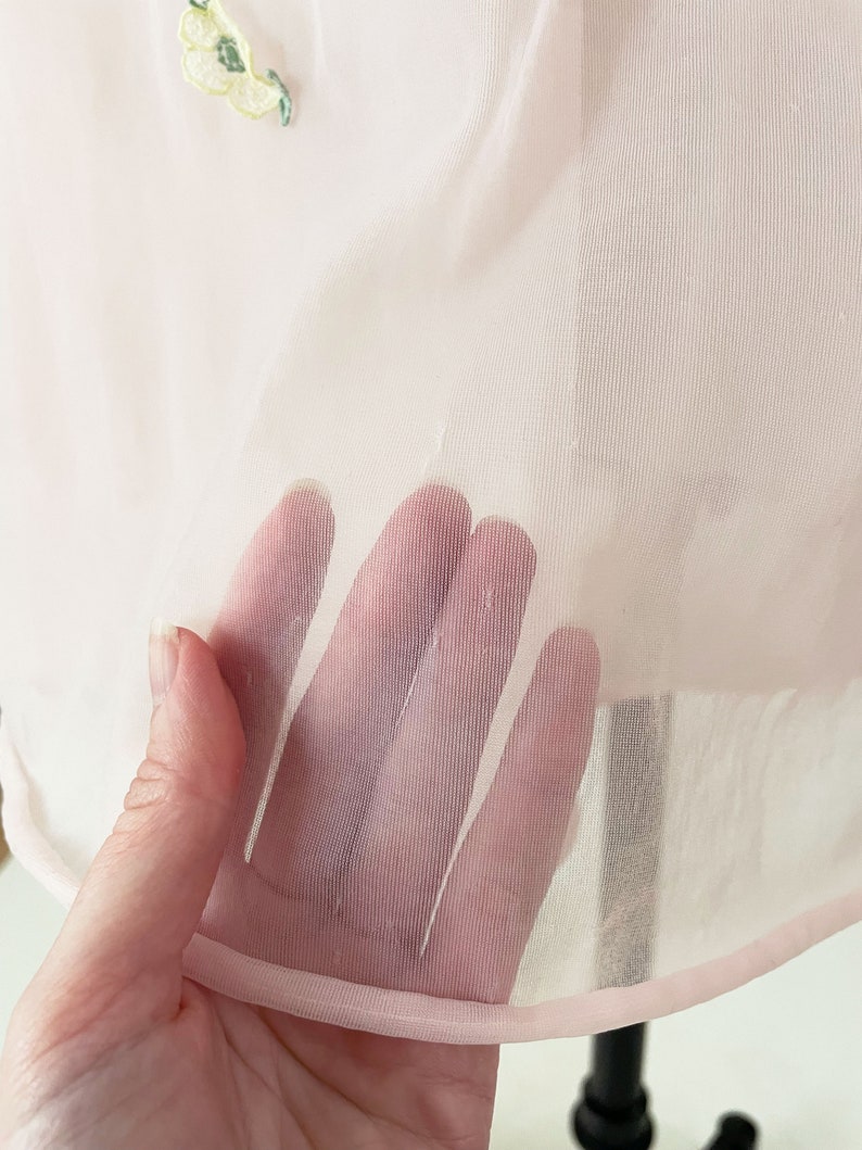 60s Pink Floral Embroidered Negligee Sheer Pink Nylon Slip - Etsy