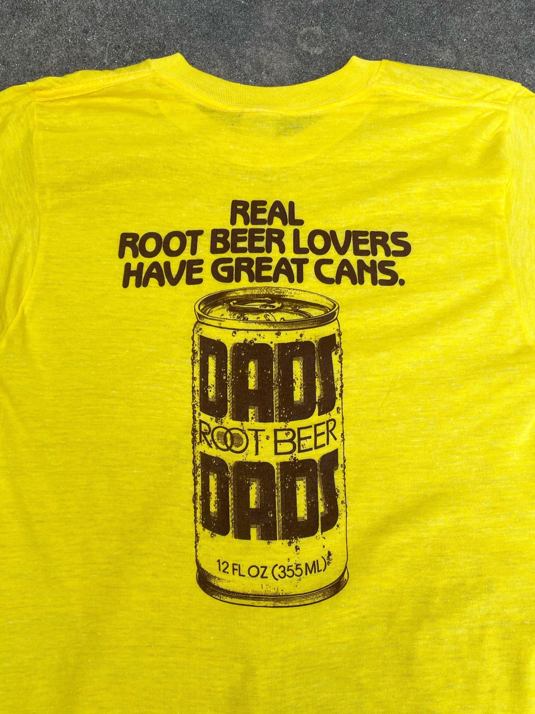 70s Dads Root Beer Graphic Tee Screen Stars Yellow Single Stitch 50/50 ...
