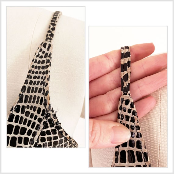 80s Snakeskin Crocodile Leather Dress | Black and Whi… - Gem