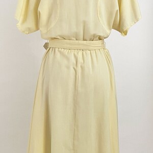 80s Yellow Belted Midi Dress Pale Yellow Shirtwaist Midi - Etsy