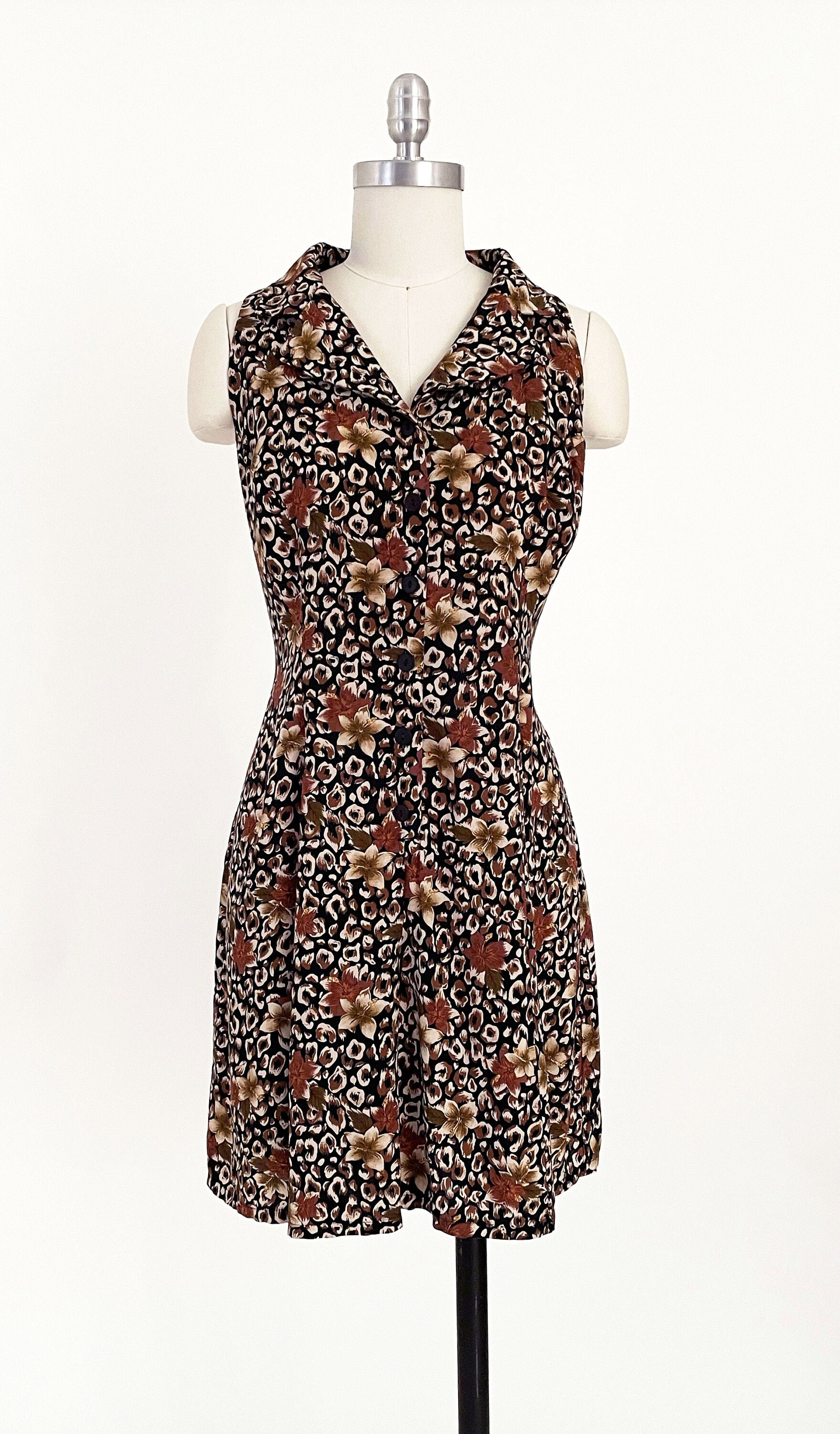 90s Floral Leopard Print Halter Top Romper Tropical Floral | Etsy