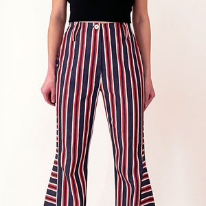 60s 70s Red White and Blue Striped Bell Bottoms High Waisted - Etsy