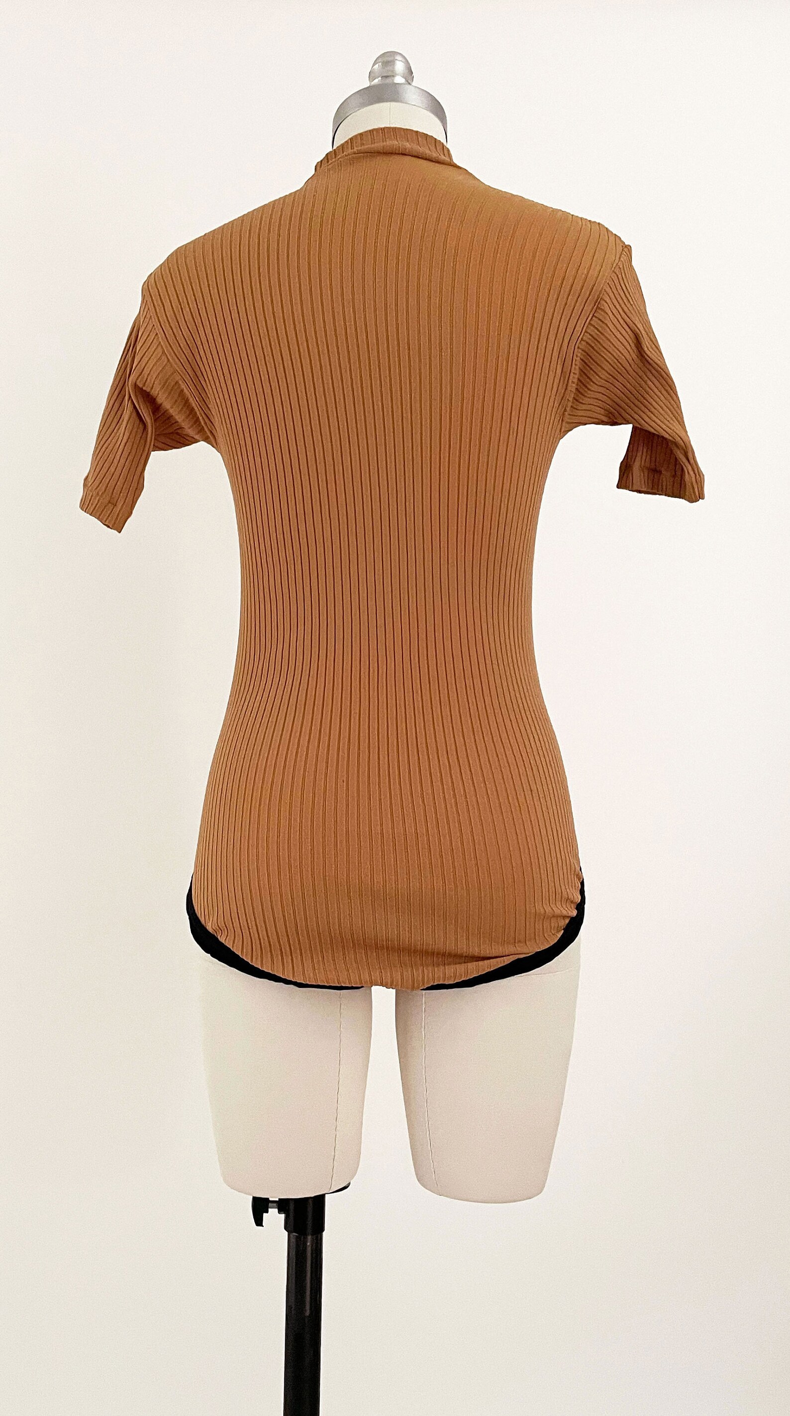 90s High Neck Ribbed Bodysuit Jockey Retro Mustard Brown - Etsy
