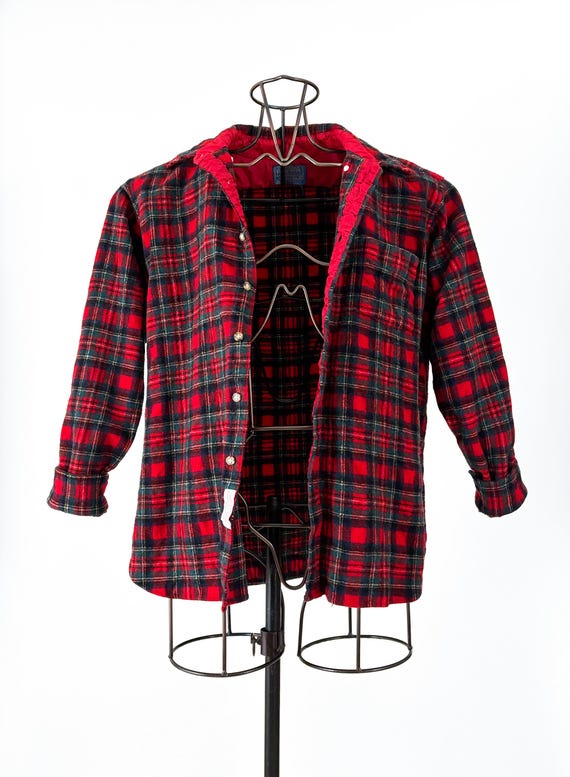 60s Pendleton Red Plaid Flannel Shirt | Prince Charle… - Gem