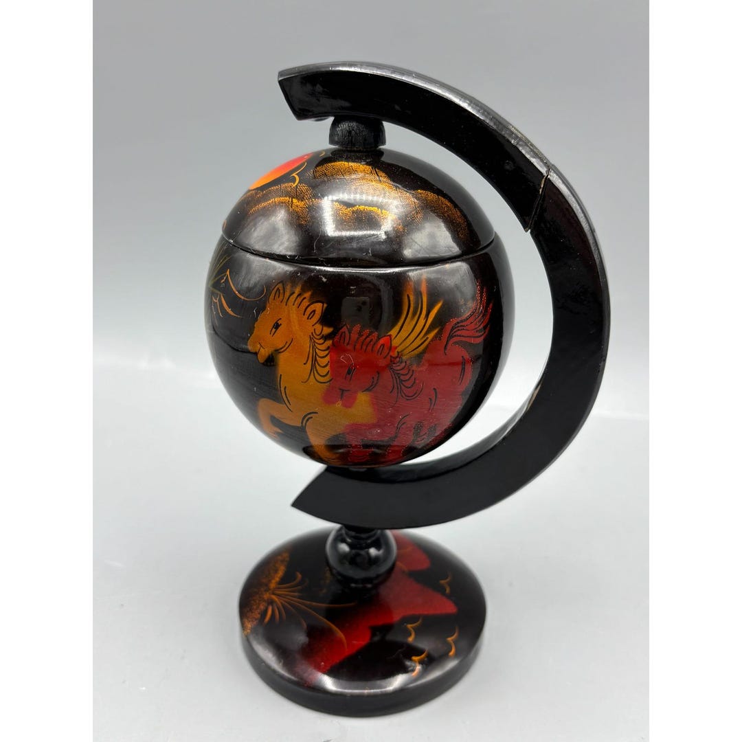 Globe Ashtray Hand Painted Chinoiserie Style Floating Catchall ...