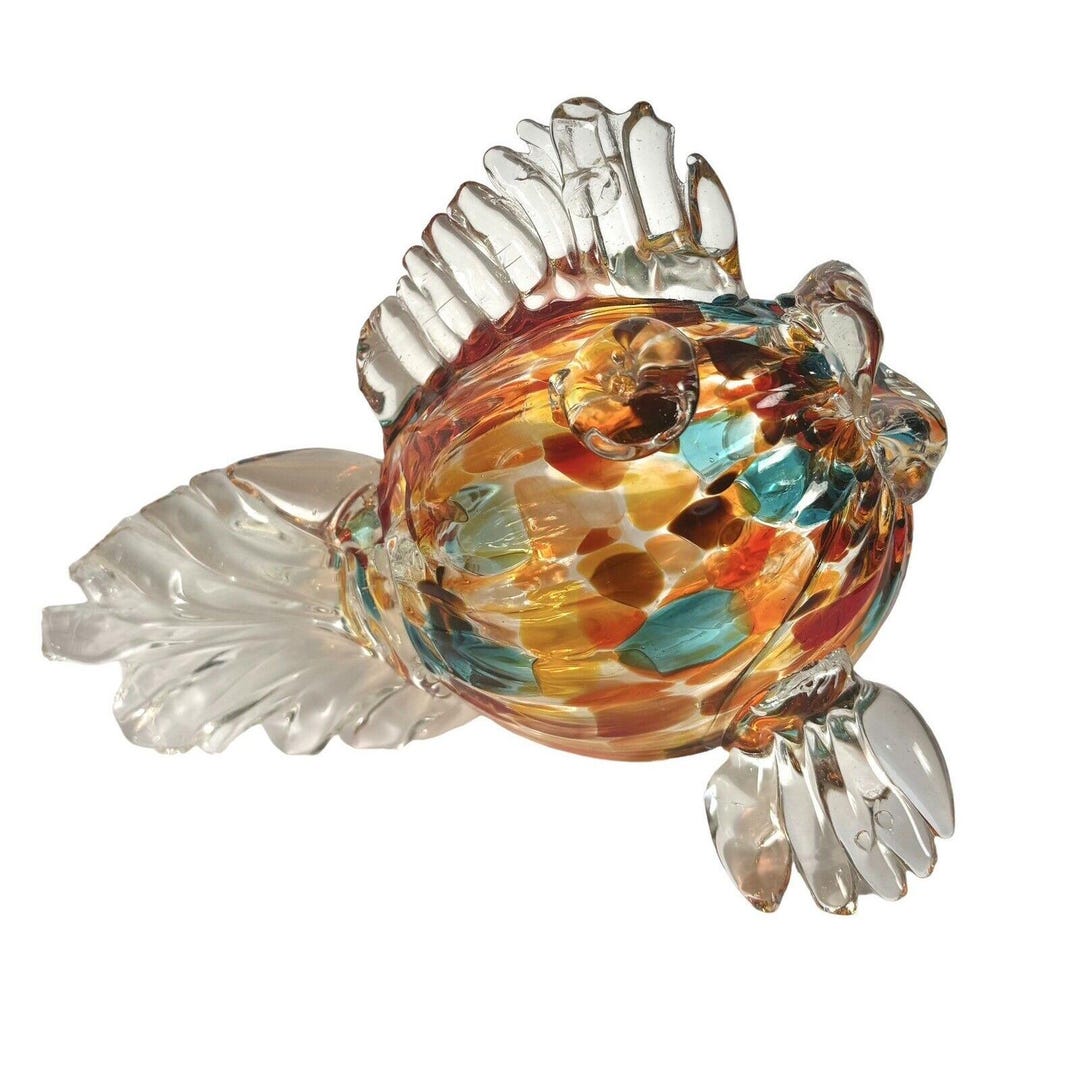 Vintage Art Glass Fish Sculpture Ornament Hand Blown Rich Fizer Signed ...