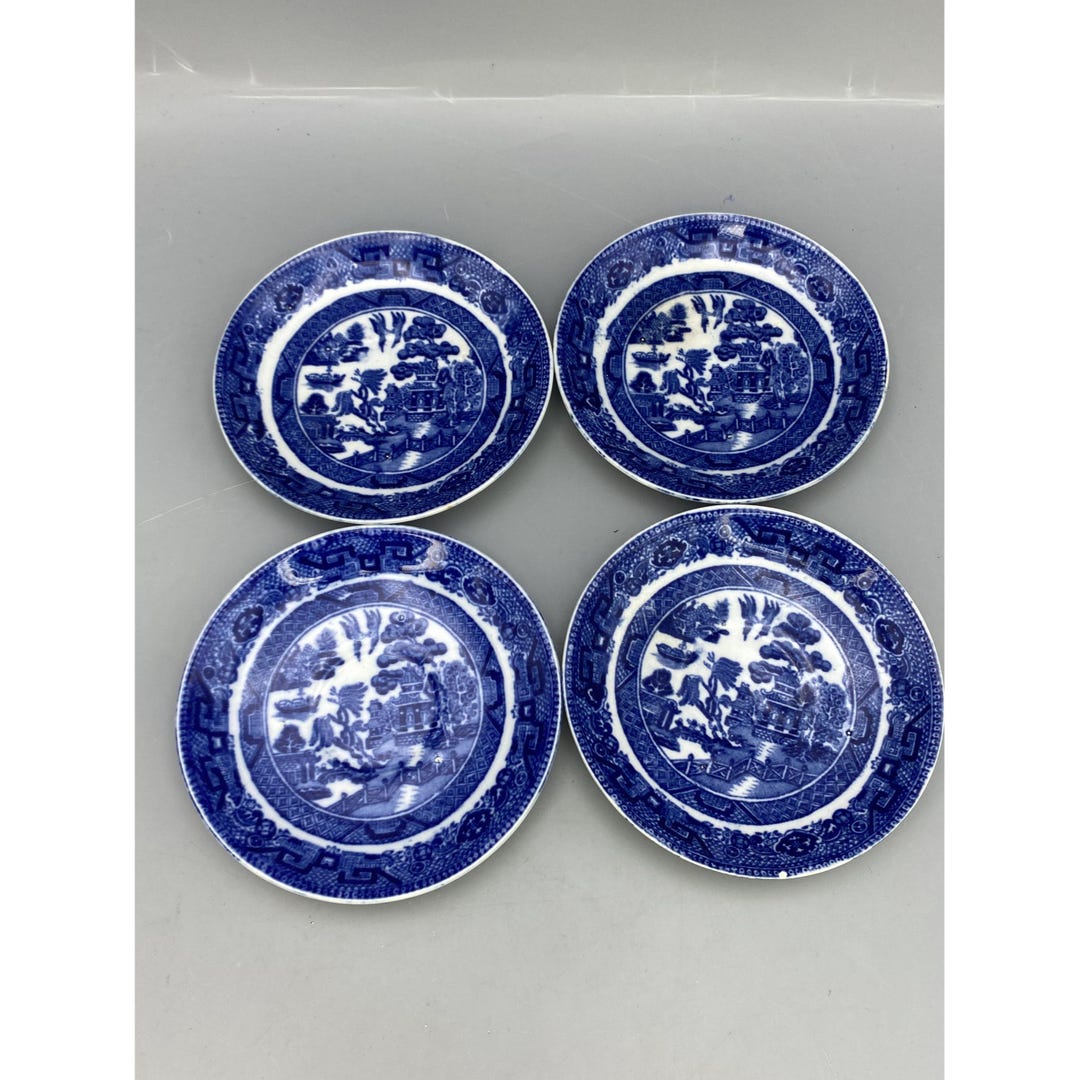 4 Vintage Blue Willow Pattern Plates/ Saucer Porcelain 5" Staffordshire ...