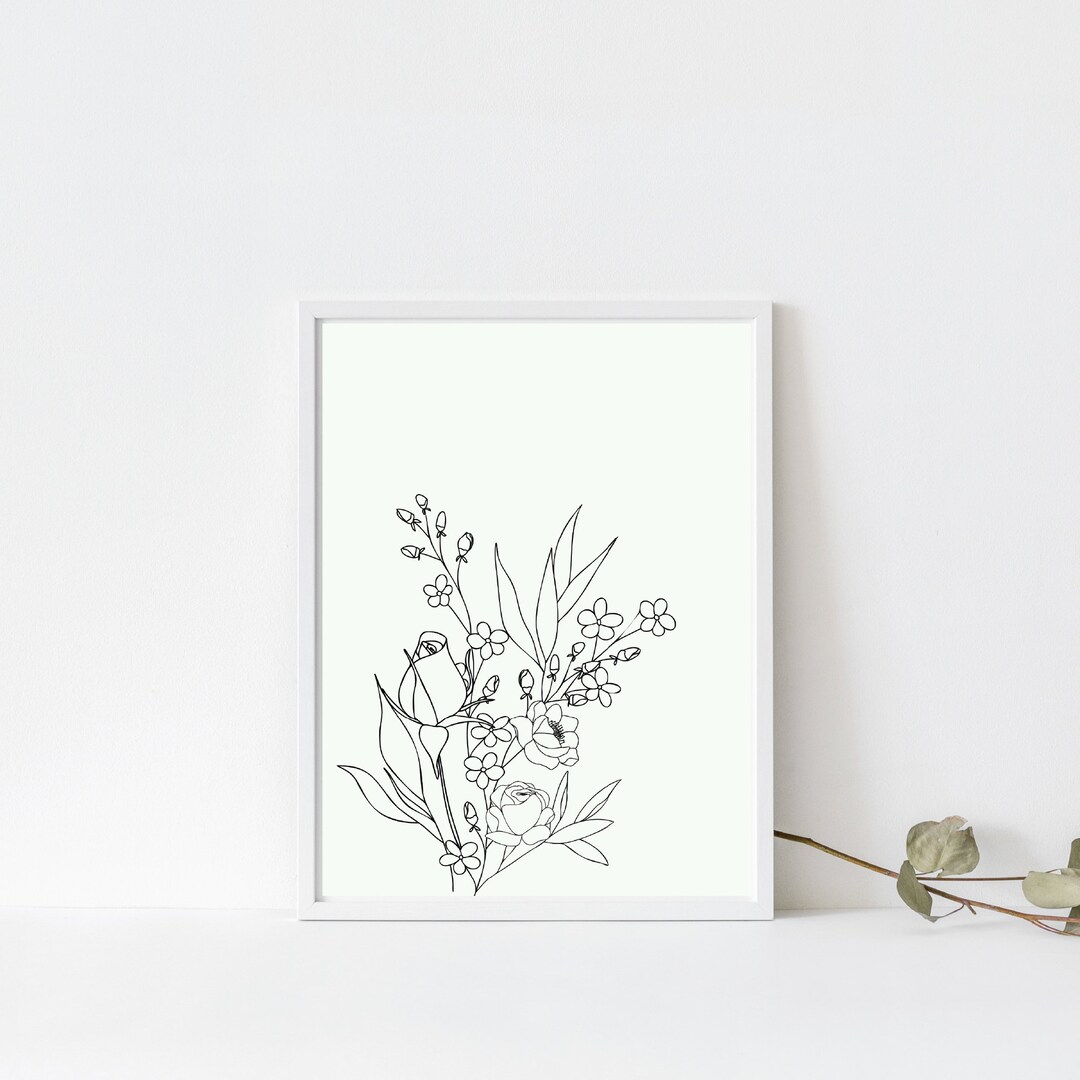 Spring Flower Print, Simple Print, Minimalist Art, Neutral Flower Art ...
