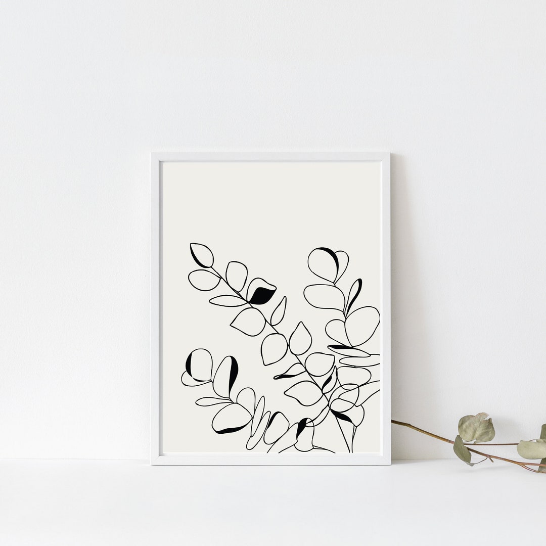 Plant Line Art, Simple Print, Leaves, Minimalist Art, Neutral Plant Art ...