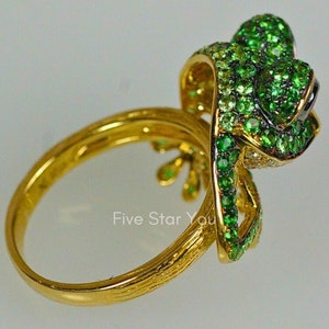 Emerald Frog Ring, 925 Sterling Silver Ladies Ring, Lab Crated Emerald ...