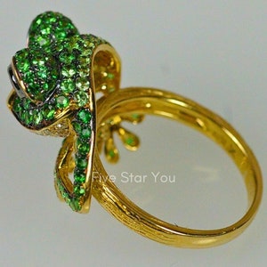 Emerald Frog Ring, 925 Sterling Silver Ladies Ring, Lab Crated Emerald ...