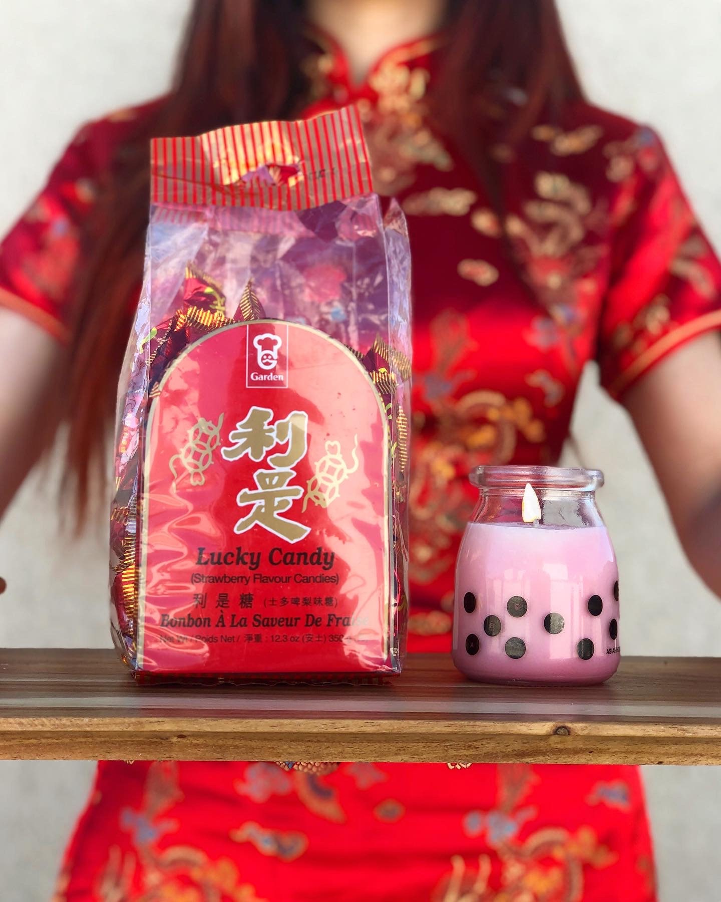 Chinesische Erdbeer-Glückskerze - Etsy.de