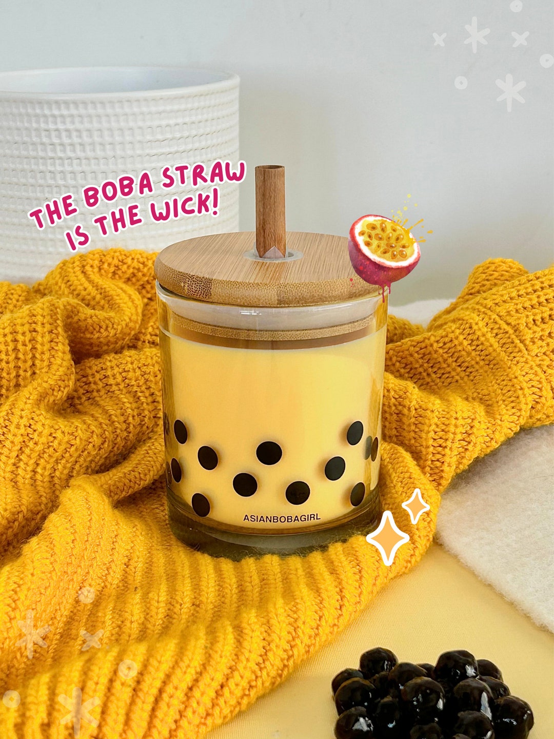 Passionfruit Tea | Boba Straw Wick Candle - Etsy