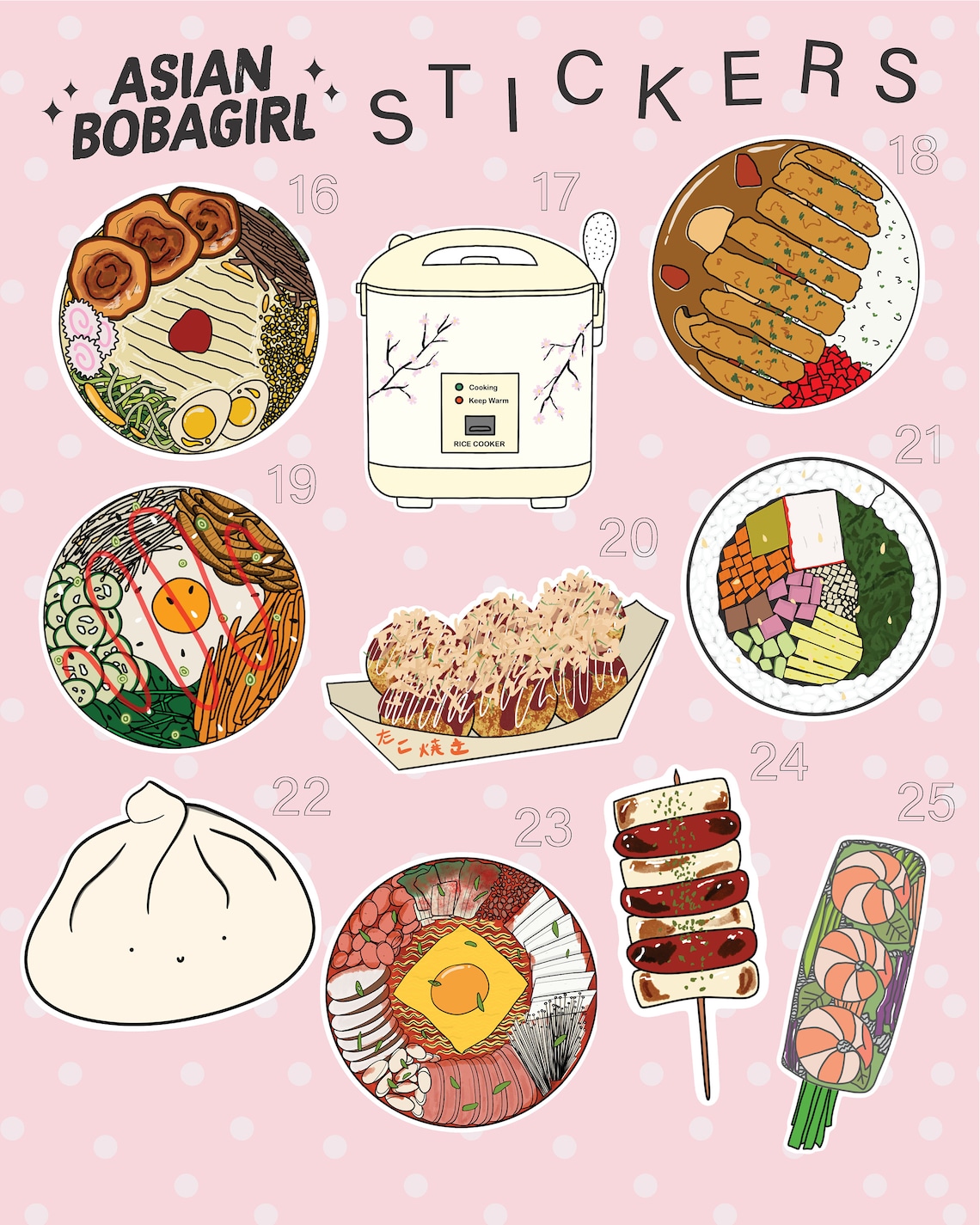 Asian Food Stickers (add-on Only) - Etsy
